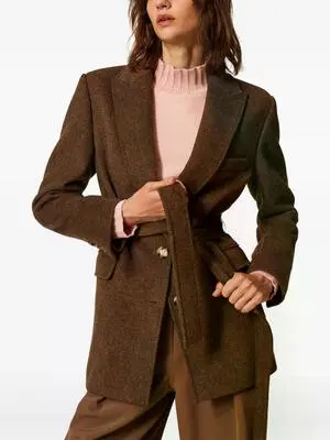 TWINSET Velour Wool Cloth Blazer - Brown