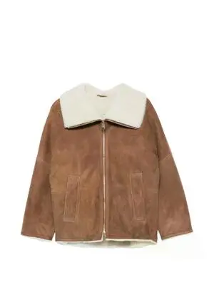 MANZONI 24 Shearling-collar Suede Jacket - Brown