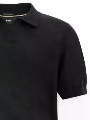 BOSS Merino Wool Knit Polo With Johnny Collar