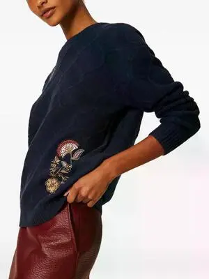 TWINSET Crew Neck Wool Jumper With Floral Embroidery