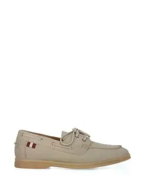 Bally Beige Leather Lace-up Loafers