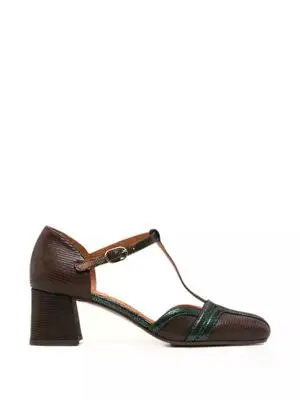Chie Mihara Volai Lizard-effect T-bar Heeled Pumps - Brown