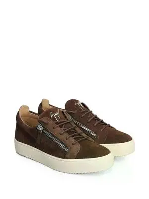 GIUSEPPE ZANOTTI Side-zip Suede Sneakers - Brown