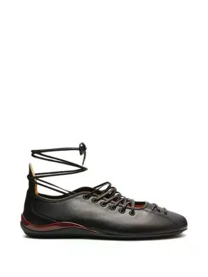 LILI CURIA Leather Ballet Flats - Black
