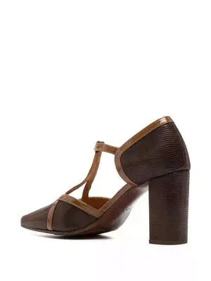Chie Mihara Awear Lizard-effect T-bar Heeled Pumps - Brown