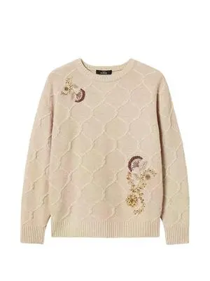 TWINSET Diamond-knit Sweater With Floral Embroidery
