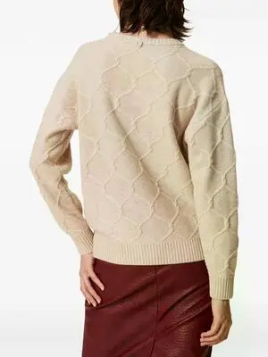 TWINSET Diamond-knit Sweater With Floral Embroidery