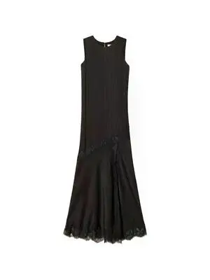 TWINSET Long Satin And Lace Dress - Black