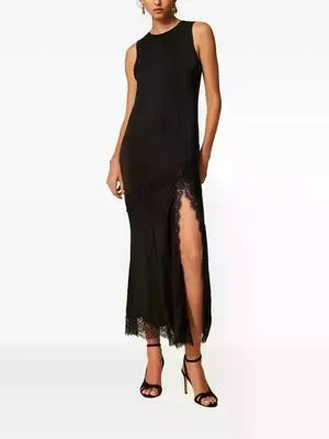 TWINSET Long Satin And Lace Dress