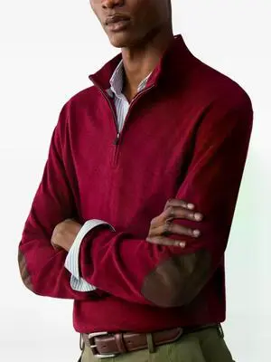 HACKETT LONDON Quarter-zip Elbow-patch Knit