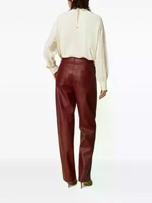 TWINSET Wide Textured Faux Leather Trousers