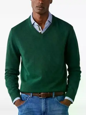 HACKETT LONDON Elbow-patch V-neck Sweater - Green