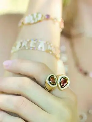 EDEN PRESLEY Tourmaline And Diamond Bypass Ring