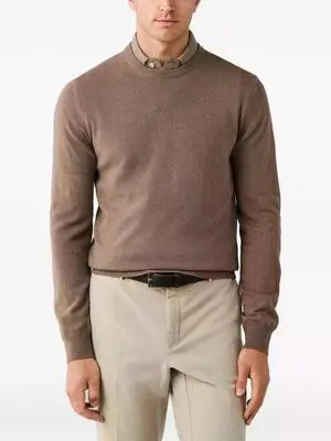 HACKETT LONDON Elbow-patch Crew-neck Knit - Brown