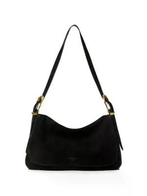 TWINSET Medium Liliane Suede Bag With Buckles - Black