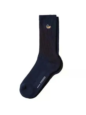 EDMMOND STUDIOS Duck Embroidered Ribbed Crew Socks - Blue