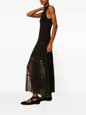 TWINSET Sleeveless Knit Maxi Dress With Plumetis Tulle Skirt