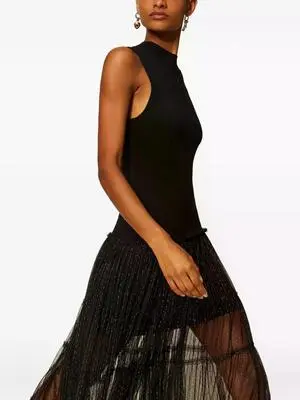 TWINSET Sleeveless Knit Maxi Dress With Plumetis Tulle Skirt
