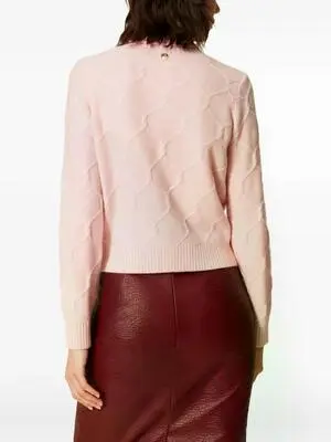 TWINSET Embroidered Floral Turtleneck Wool Jumper
