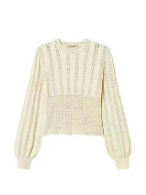 TWINSET Crew Neck Punched Knit Jumper - Neutrals