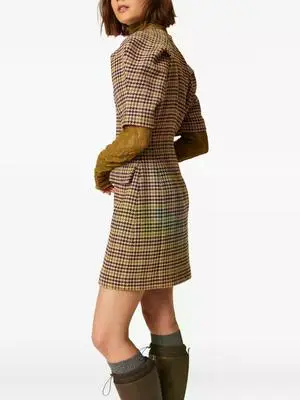 TWINSET Houndstooth Jacquard Puff Sleeve Dress