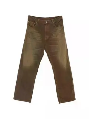 MAISON MARGIELA Belt-loop Logo-patch Trousers - Brown