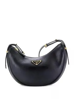 Prada Arque Half Moon Leather Small Hobo Bag - Black