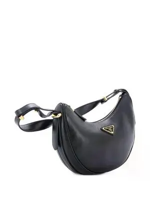 Prada Arque Half Moon Leather Small Hobo Bag - Black