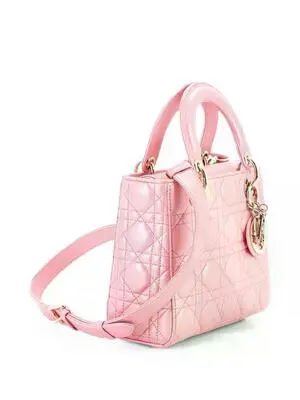 Dior Lady Bag Iridescent Cannage Quilt Lambskin Small Shoulder Bag - Pink
