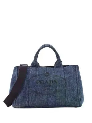 Prada Canapa Convertible Tote Bag - Blue