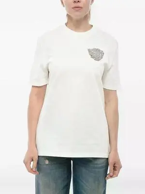 JIL SANDER Jewel-pin Cotton T-shirt - Neutrals