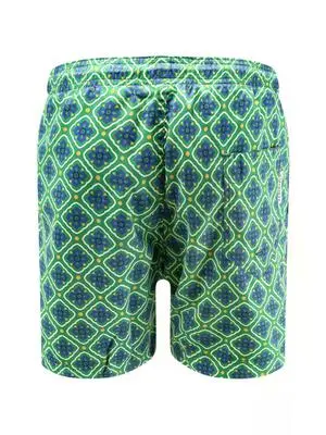 PENINSULA SWIMWEAR Pantelleria Geometric-print Swim Trunks - Green
