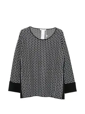 Marina Rinaldi Geometric Pattern Long Sleeve Sweater - Black