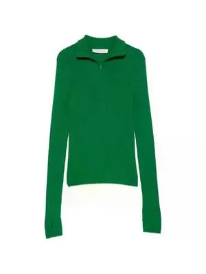 THE FRANKIE SHOP Sade Ribbed-knit Half-zip Sweater - Green