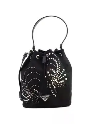 Prada Embellished Re-nylon Mini Bucket Bag