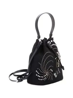 Prada Embellished Re-nylon Mini Bucket Bag