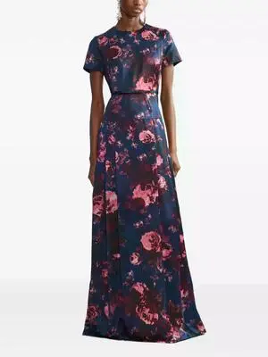 Erdem Floral Print Belted Gown - Blue