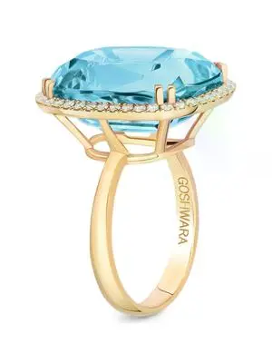 Goshwara 18k Yellow Cushion-cut Blue Topaz And Diamond Ring