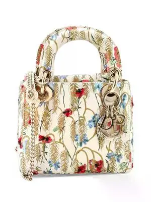 Dior Lady Chain Bag Embroidered Printed Calfskin Mini Satchel - Multicolour