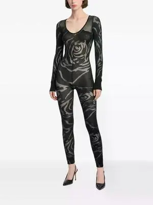Wolford Rose Patterned Semi-sheer Jumpsuit - Black