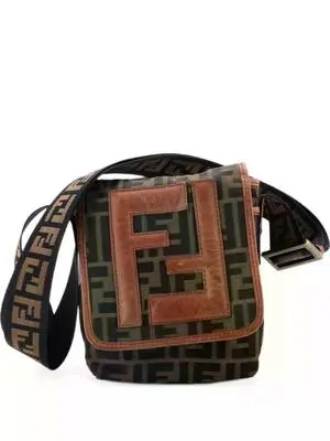 Fendi Vintage Ff Flap Messenger Bag Zucca Canvas Mini Crossbody Bag - Brown