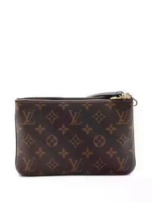 LOUIS VUITTON Double Zip Pochette Reverse Monogram Giant Clutch Bag - Brown
