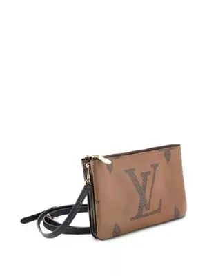 LOUIS VUITTON Double Zip Pochette Reverse Monogram Giant Clutch Bag - Brown