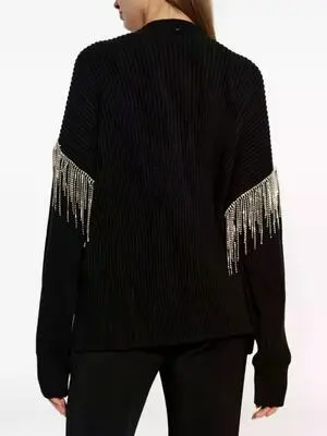 Sportmax Crystal-fringe Ribbed-knit Cardigan