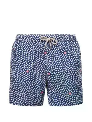 MC2 SAINT BARTH Fish-print Drawstring Swim Shorts - Blue