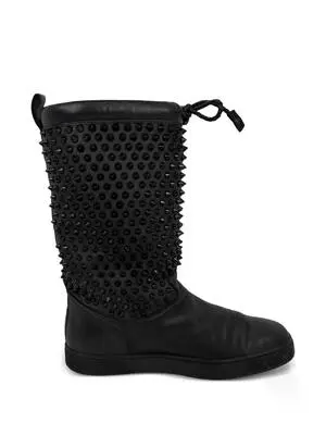 CHRISTIAN LOUBOUTIN Leather Spiked Mid-calf Boots