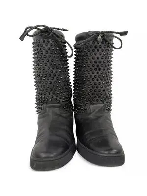 CHRISTIAN LOUBOUTIN Leather Spiked Mid-calf Boots