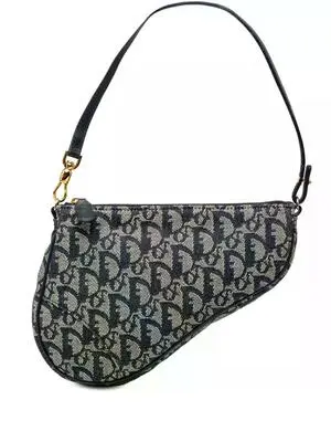 Dior 2001 Mini Diorissimo Canvas Saddle Pochette Shoulder Bag - Blue