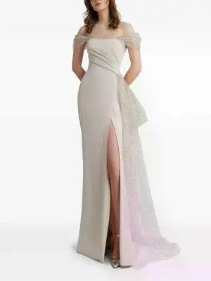 GEMY MAALOUF Off-the-shoulder Draped Sequin Tulle Maxi Dress