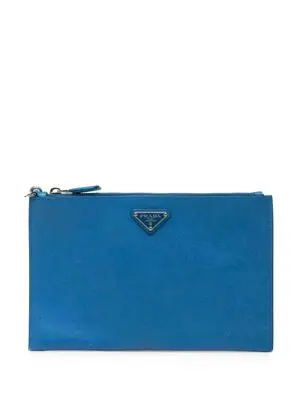 Prada 2000-2013 Saffiano Wristlet Clutch Bag - Blue
